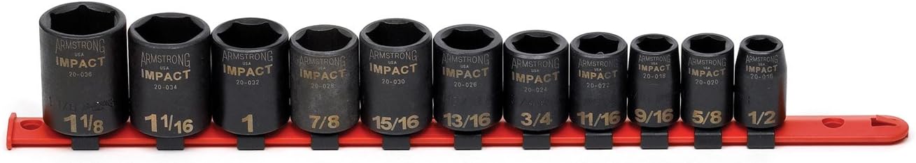 Armstrong 20-894 1/2-Inch Drive 6 Point SAE Impact Socket Set with ...