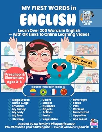 My First Words in English Interactive Learning Book for Kids Ages 3-8 ...