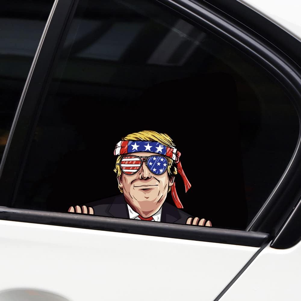 Amazon.com - Iprokiu Trump Car Sticker Waterproof Vinyl Peeking Decal ...