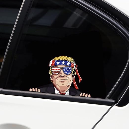 Amazon.com - Iprokiu Car Sticker for Trump Waterproof Vinyl Peeking ...