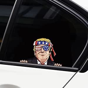 Amazon.com - Iprokiu Trump Car Sticker Waterproof Vinyl Peeking Decal ...