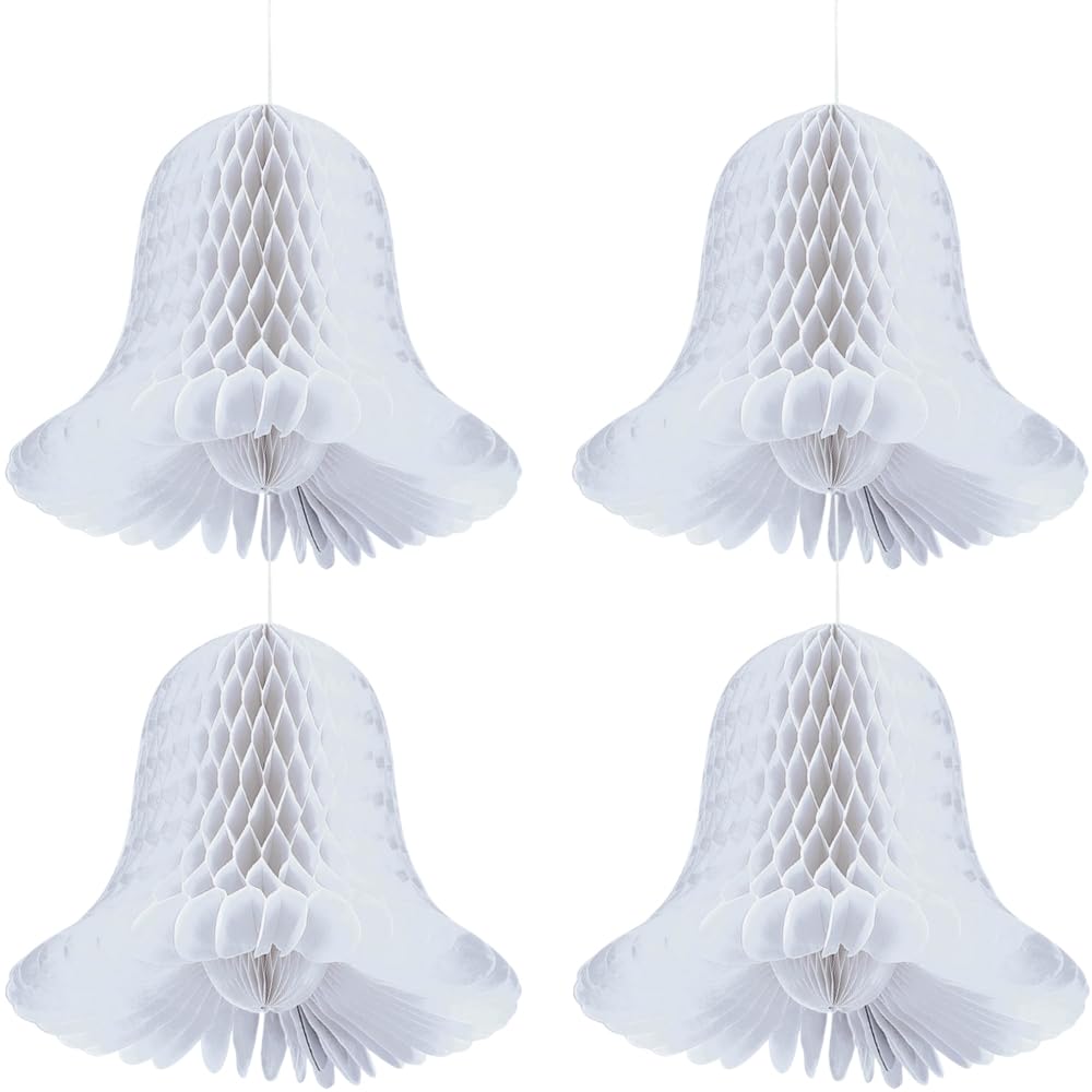 Amazon.com: Elegant White Bridal Paper Honeycomb Bells - 5" (Pack of 4 ...