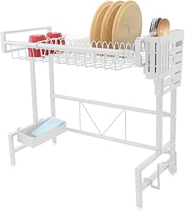 Amazon.co.jp: WEIMALL MKR01WH Dish Drying Rack, Over the Sink, Extendable, 23.6 - 40.2 inches ...