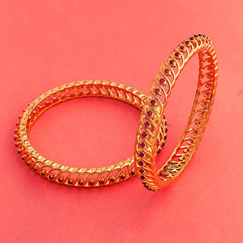Buy Voylla Ruby Bangle for Women (Golden) (8907617937144) at Amazon.in
