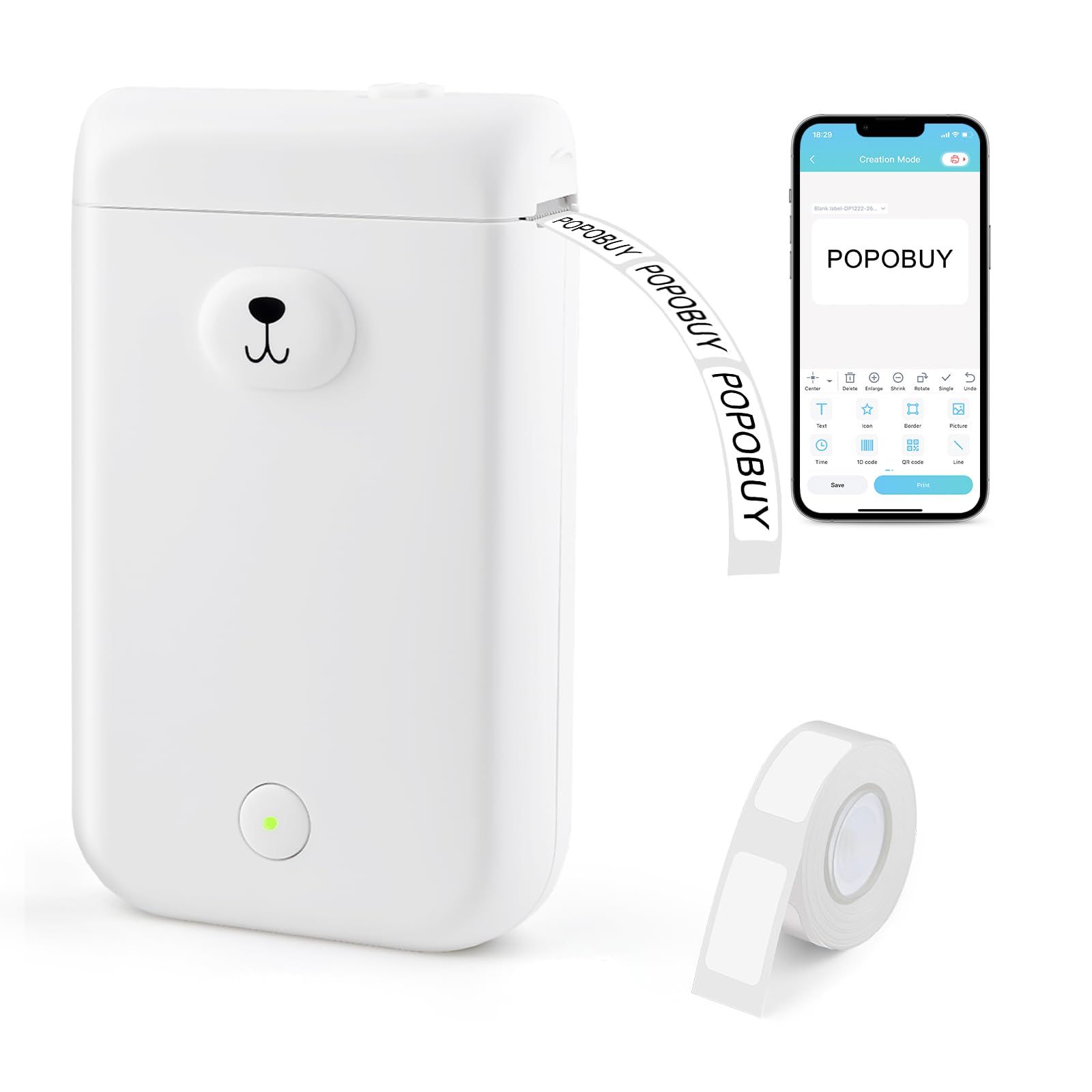 Amazon.com : POPOBUY Bear Label Maker Machine with Tape, D30S Cute ...