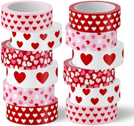 Amazon.com: FYSUIMU 12 Rolls Valentine’s Day Washi Tape Masking Tape ...