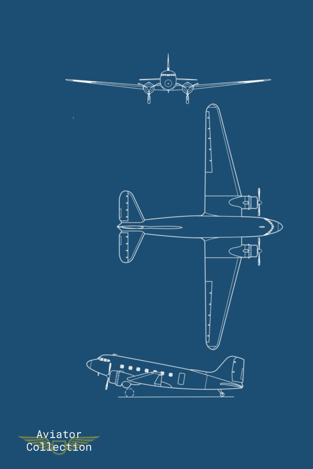 Douglas C-47 “Skytrain” Aviator Blueprint Notebook: AQUILLIS Lined ...