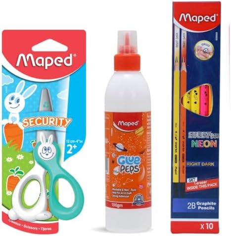 MAPED Craft Kit - 13 Pcs Set|12cm Kidi Cut Paper Cutting Scissor ...
