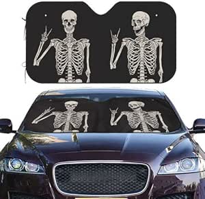 Amazon.com: Halloween Skeleton Funny Skull Windshield Sun Shade Front ...
