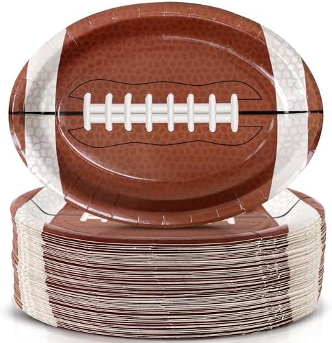 Amazon.com: ADXCO 100 Pieces Football Shaped Disposable Paper Plates ...