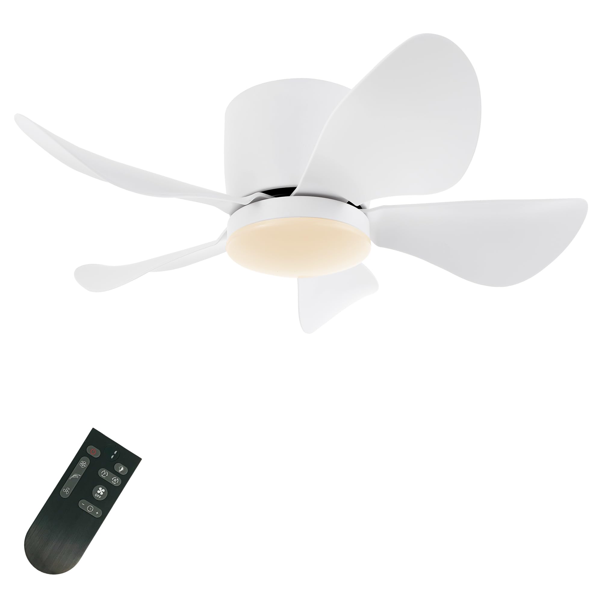 YJFAN 30 Inch Ceiling Fan with Light,Flush Mount Ceiling Fan with ...