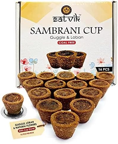 Amazon.com: SATVIK Sambrani Cups 16 Pcs Guggle Loban Cup Coal Free ...