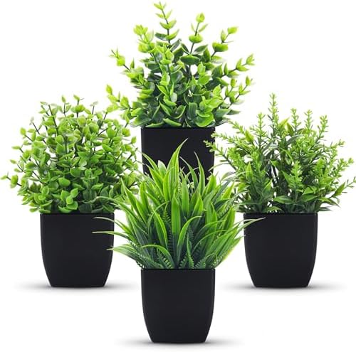 Der Rose 4 Packs Fake Plants Small Artificial Mini Faux Plants for ...