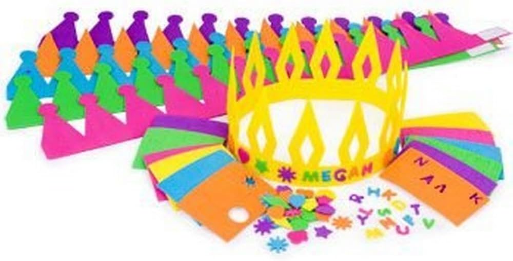 Amazon.com: Crown Kits with Stick-on Shapes and Letters, Dozen : Toys ...