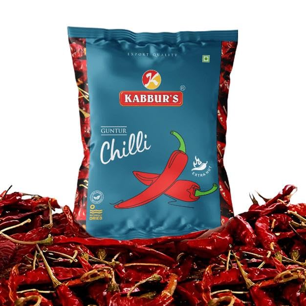 KABBURS Red Chilli Guntur Stem Less spice Dry Chilli Whole (500 Gram ...