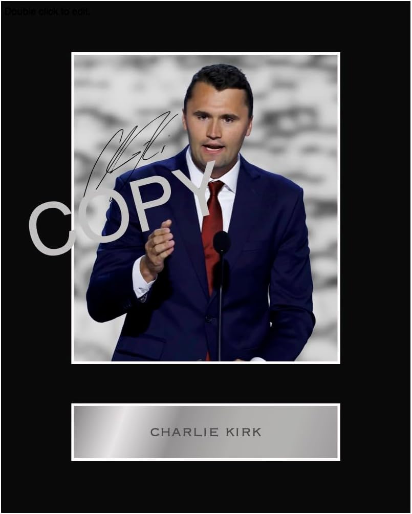 Digitally Signed Charlie Kirk Mounted Photo Display #1 Printed ...