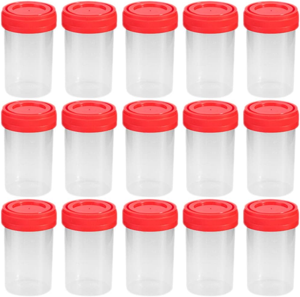 Healvian Specimen Cups with Lids 15pcs Clear Urine Collection Cup 60ML ...