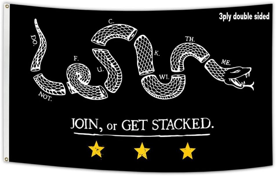 Amazon.com : RHSH 3x5 Ft Join Or Get Stacked Gadsden Flag Double Side 3 ...