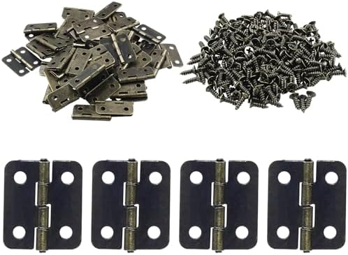 Piutouyar 50 Pcs Mini Bronze Hinges, Rectangle Small Hinges Antique ...