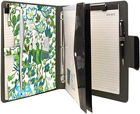 Amazon.com : Padfolio Ring Binder with Expanded Document Bag, Flower ...