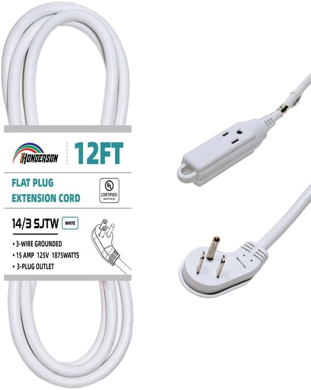 Amazon.com: HONDERSON 3-Outlets Flat Plug Indoor Extension Cord Outlet ...