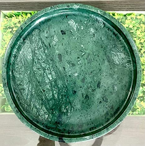 AK MARBLES Green Marble Tray Round deep Platter Tray Serving Tray ...