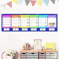 Pocket Chart 6 Pockets Horizontal Homework Storage ,Small Group Management For Classroom ...