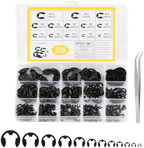 E Circlips, 200pcs Stainless Steel E Clips Assortment, 10 Sizes Snap ...