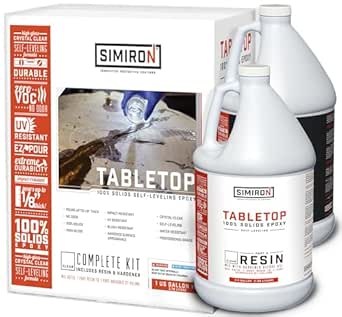 Simiron Epoxy Resin Kit 1 Gal - Crystal Clear Self-Leveling Epoxy Resin for Countertops, Tables ...