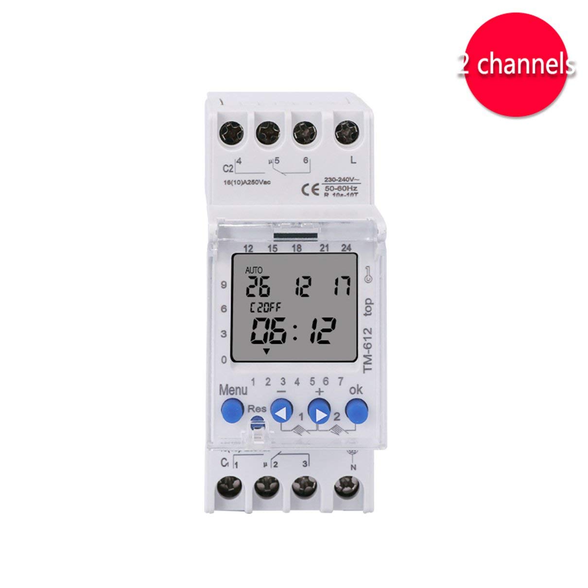 Buy SINOTIMER 220V TM612 Two Channel Timer 7 Days 24Hours Programmable ...