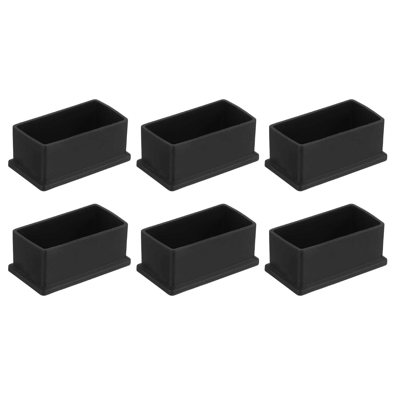 uxcell 6Pcs PVC Square Chair Leg Caps, 60mm x 30mm OD Black Furniture ...