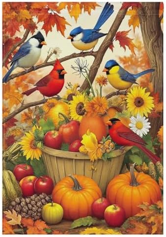 Amazon.com : Welcome Fall Cardinal Birds House Flag 28x40 Inch Double ...