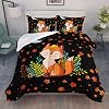 Amazon.com: XYNHML Cartoon Fox Comforter Set 3-Pieces Cute Fox Bedding ...