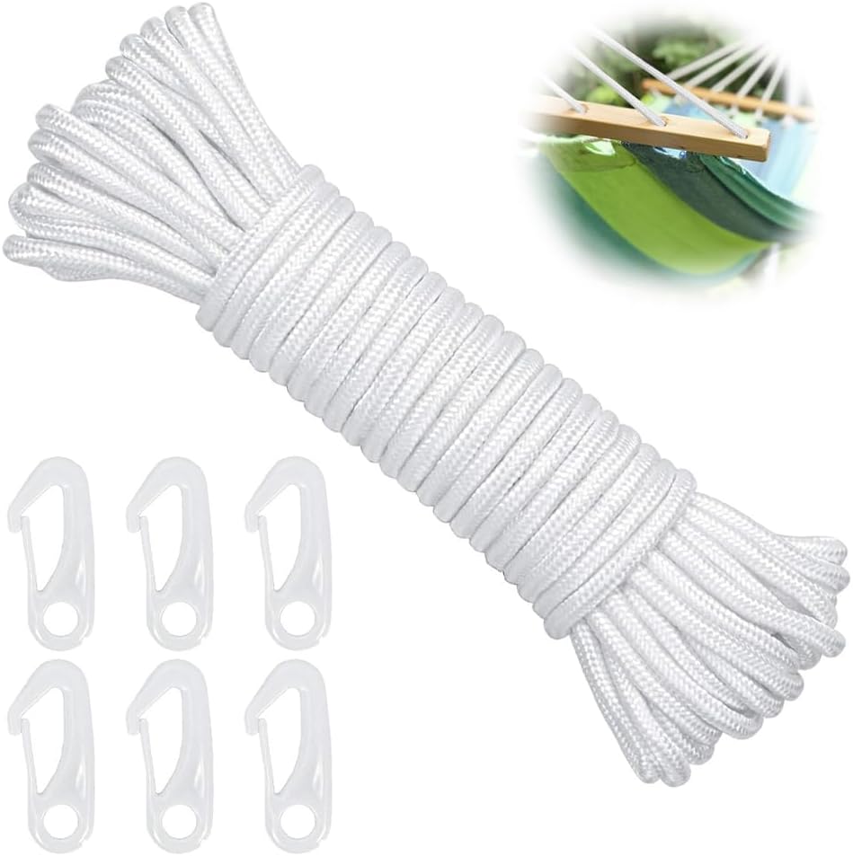 Nylon Flag Rope, 15M 6mm Double Braided Nylon Flagpole Line Rope, Nylon ...