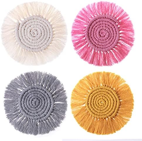 Amazon.com: 2 Pack Cotton Coasters for Drinks, Round Woven Absorbent ...