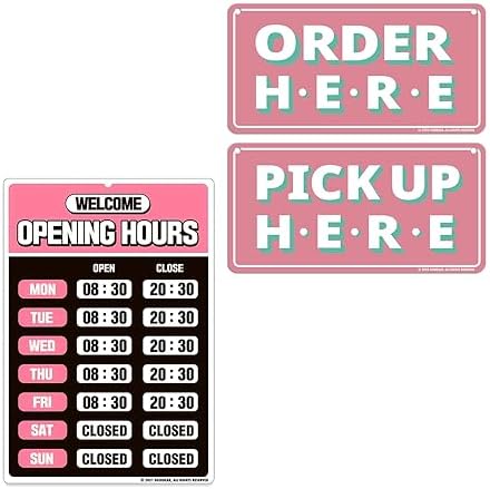 Amazon.com : Opening Hours Sign (03. Pink) + Order Here and Pick Up ...
