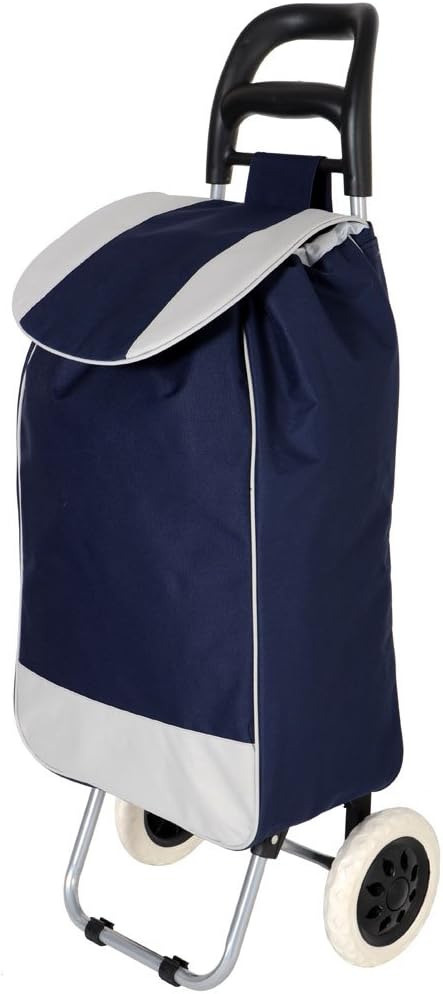 Navy Folding Lightweight Wheeled Funky Festival Shopping Trolley Bag ...