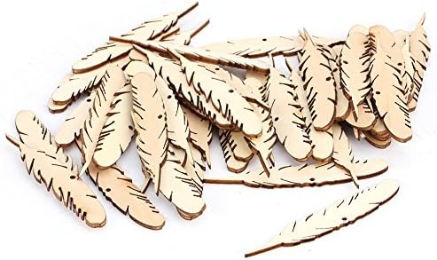 Amazon.com: 30 Pack 4 Inch Wood Feather Cutouts Unfinished Wooden ...