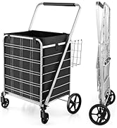 Amazon.com: IRONMAX Jumbo Shopping Cart, Foldable Heavy Duty Grocery ...