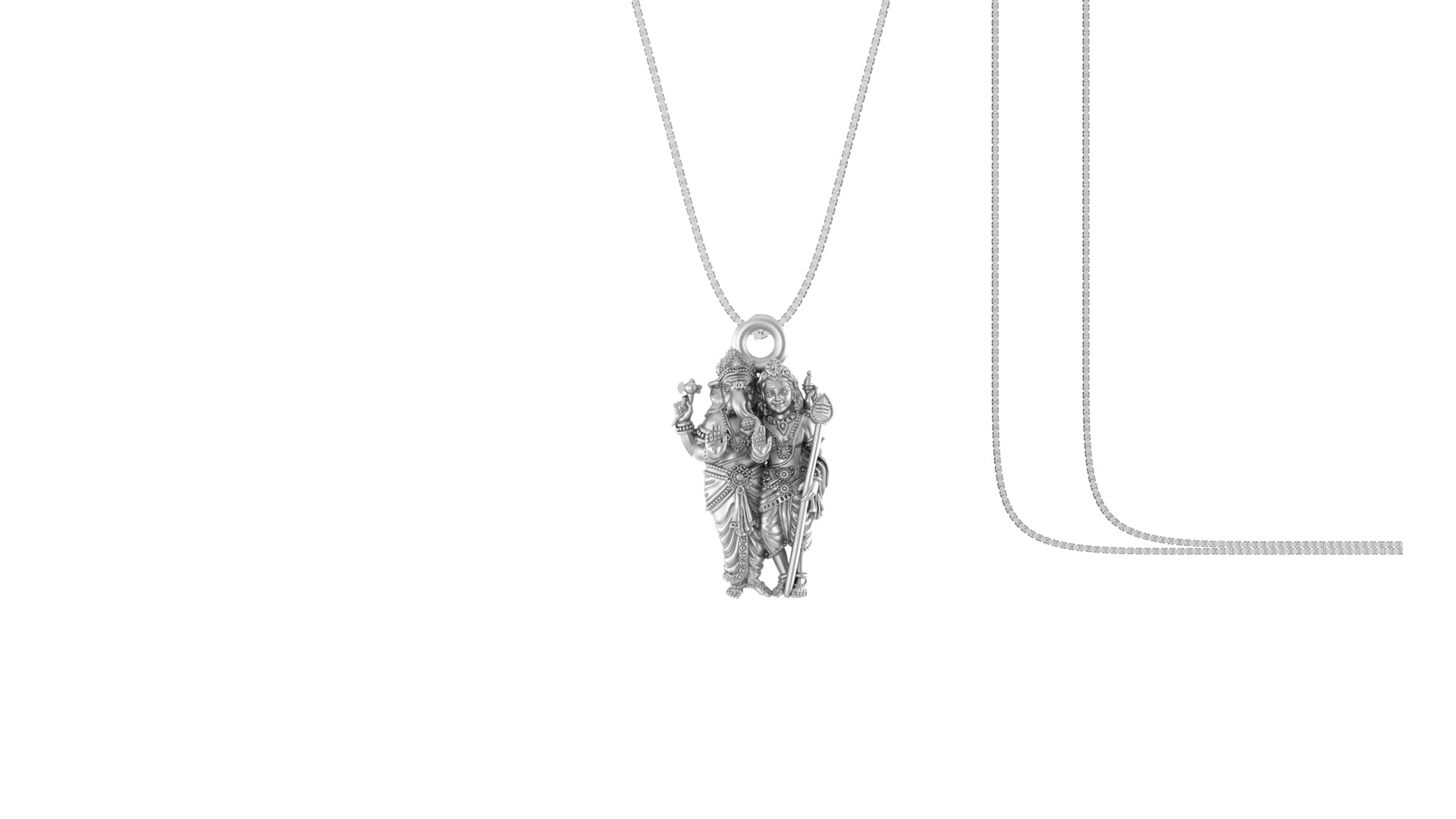 Buy Sterling Silver (92.5% purity) God Ganesh kartikeya Chain Pendant ...