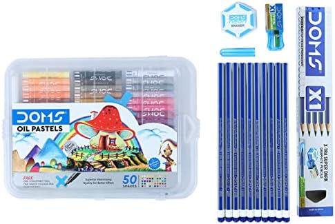 Doms Oil Pastel 50 Shades Plastic Pack & DOMS X1 Pencil 10 Pcs : Amazon ...