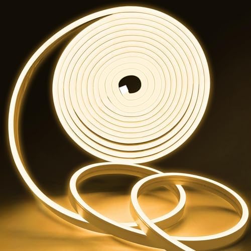 MMEEVT Neon LED Strip Light, Dimmable 3000K Warm White LED Strip Lights ...