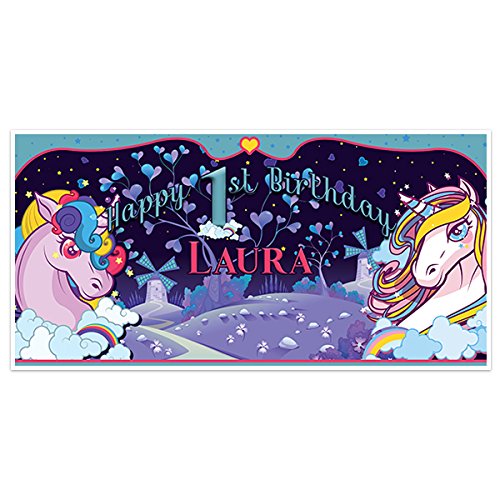 Amazon.com: Unicorn Night First Birthday Banner Party Decoration ...