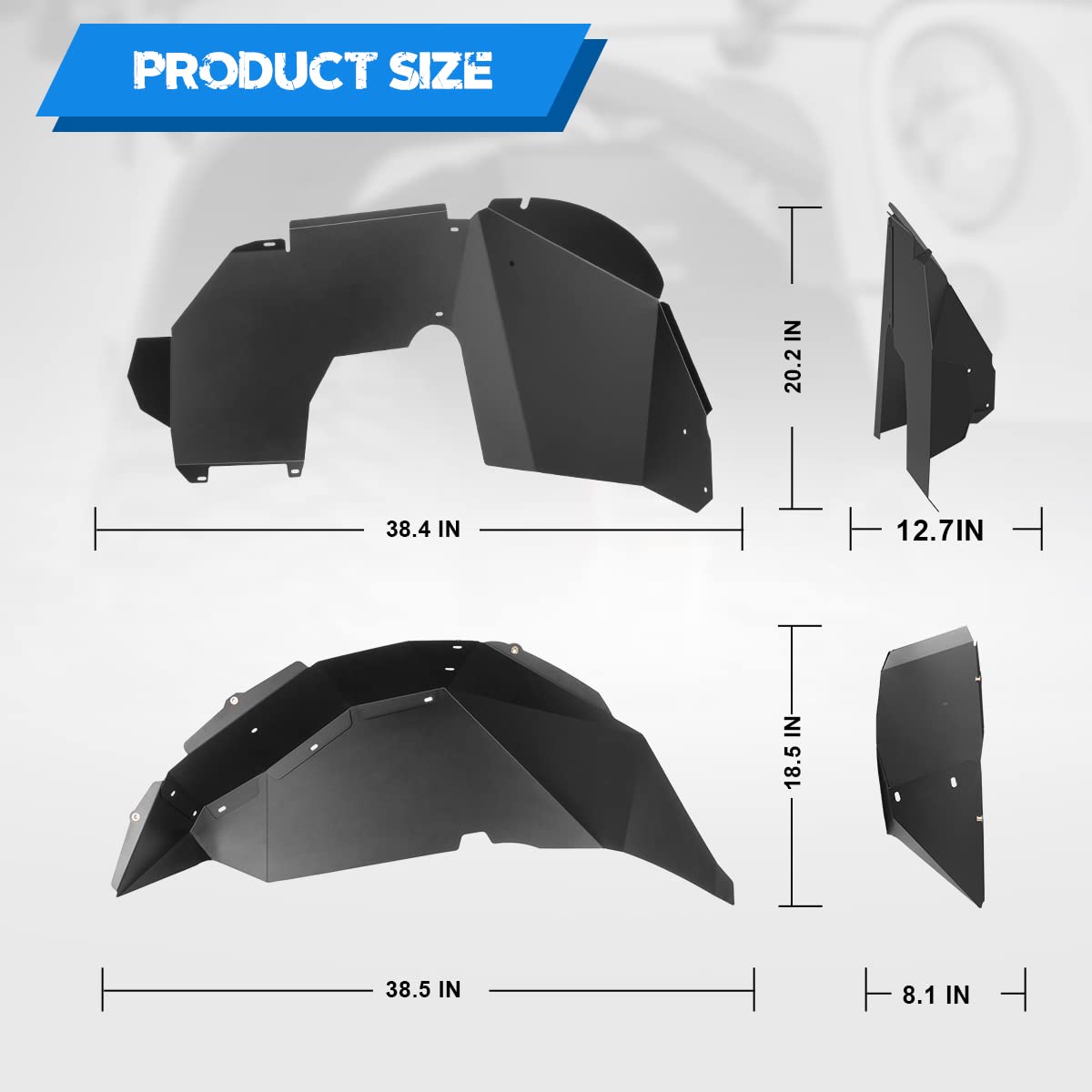 Fender Flare Hawkley Jeep Wrangler JL Inner Fender Liners - 4PC Steel ...