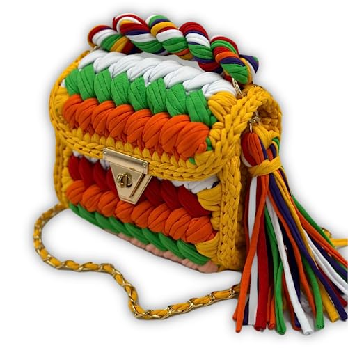 Amazon.com: Multi Color Bag/Hand Woven Bag/Crochet Bag/Knitted Bag ...