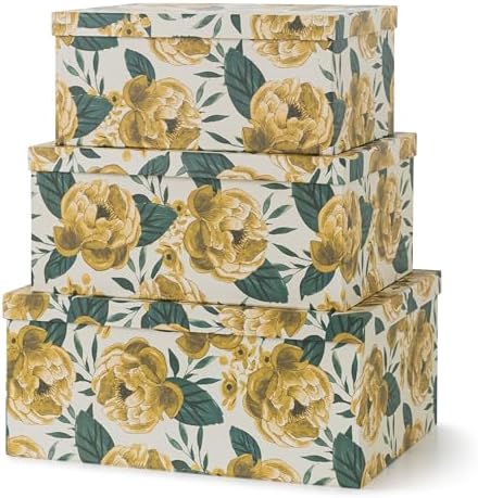 Amazon.com: Soul & Lane Decorative Cardboard Boxes - Golden Peony ...