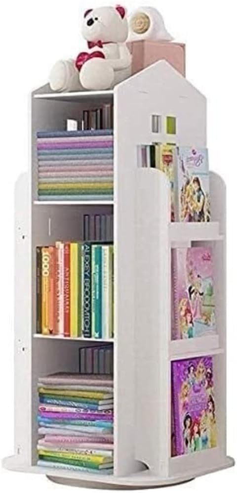 Amazon.com: VONGAZ Bookshelf Bookcase Books Binder 3-Layer Rotating 360 ...