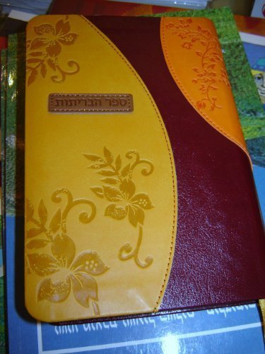 Amazon.com: Hebrew Bible / Dark Red - Orang - Yellow Leather Cover with ...