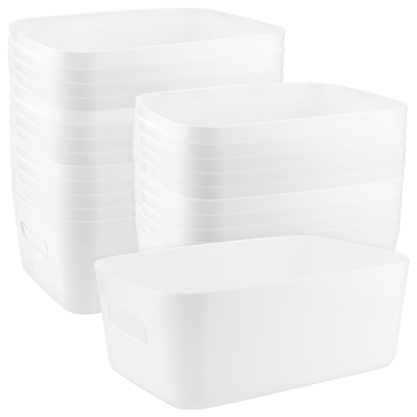 ZEONHEI 18 Pack White Plastic Storage Baskets, 20.5x14x7cm Plastic ...