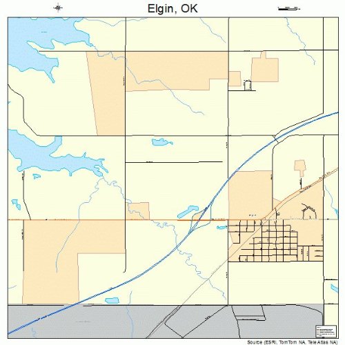 Large Street & Road Map of Elgin, Oklahoma OK - Printed poster size ...